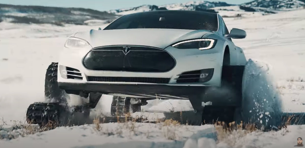 Tesla Model S converted into snowmobile by Heavy D of Diesel Brothers ...