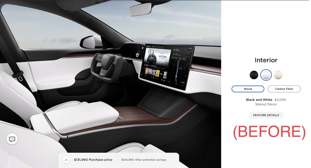Tesla removes walnut wood interior option for Model S Plaid - Drive Tesla