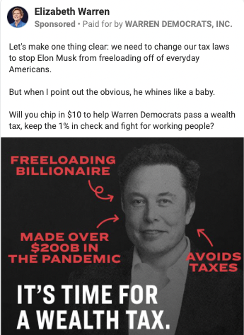Elizabeth Warren spends thousands on Facebook ads attacking Elon Musk ...
