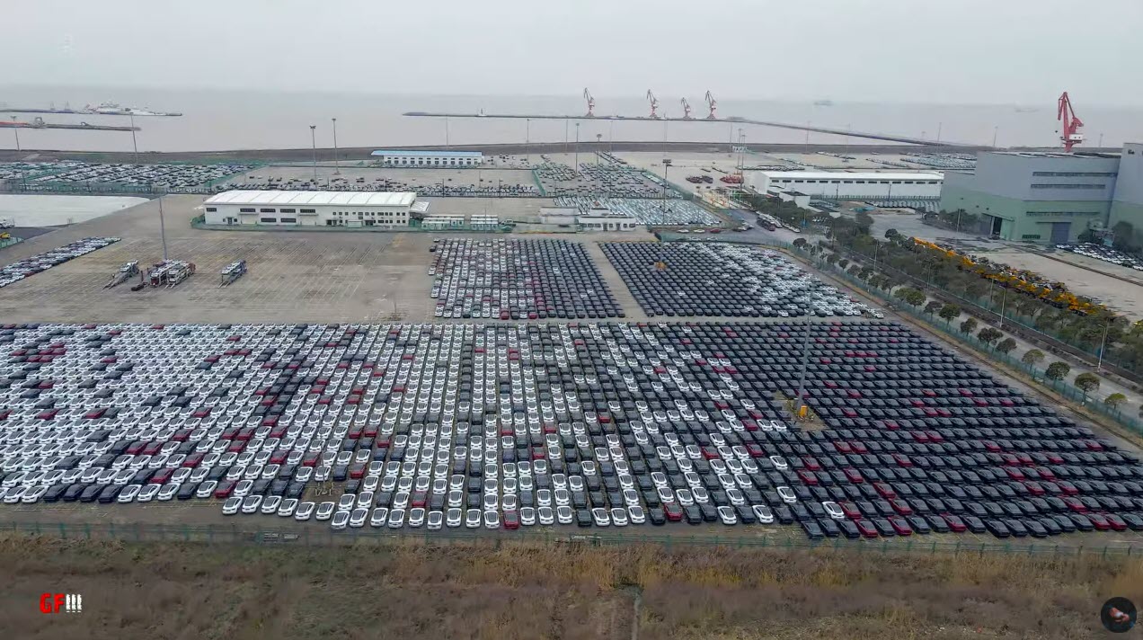 Sea of Teslas spotted at Shanghai's Luchao Port waiting for export ...