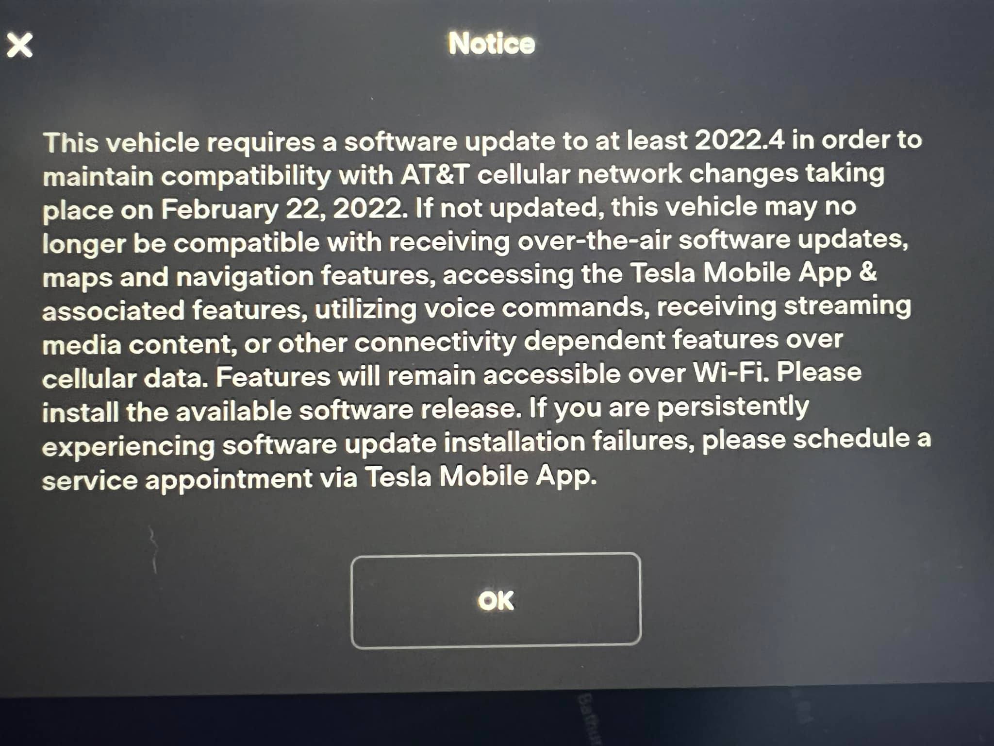 Tesla warning owners to update software to 2022.4 by today or lose ...