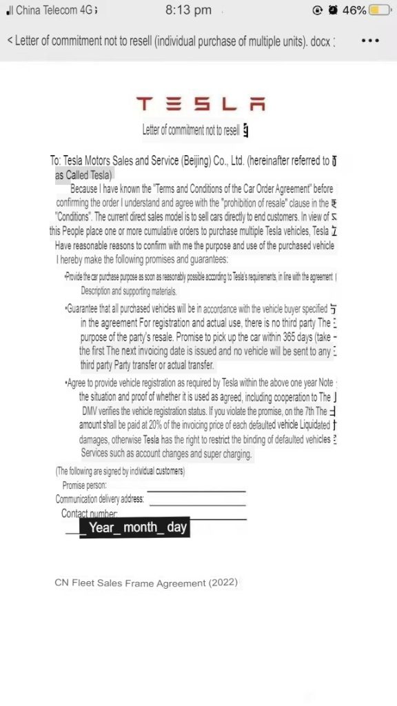 Tesla now requires owners who buy multiple Teslas in China to sign a ...