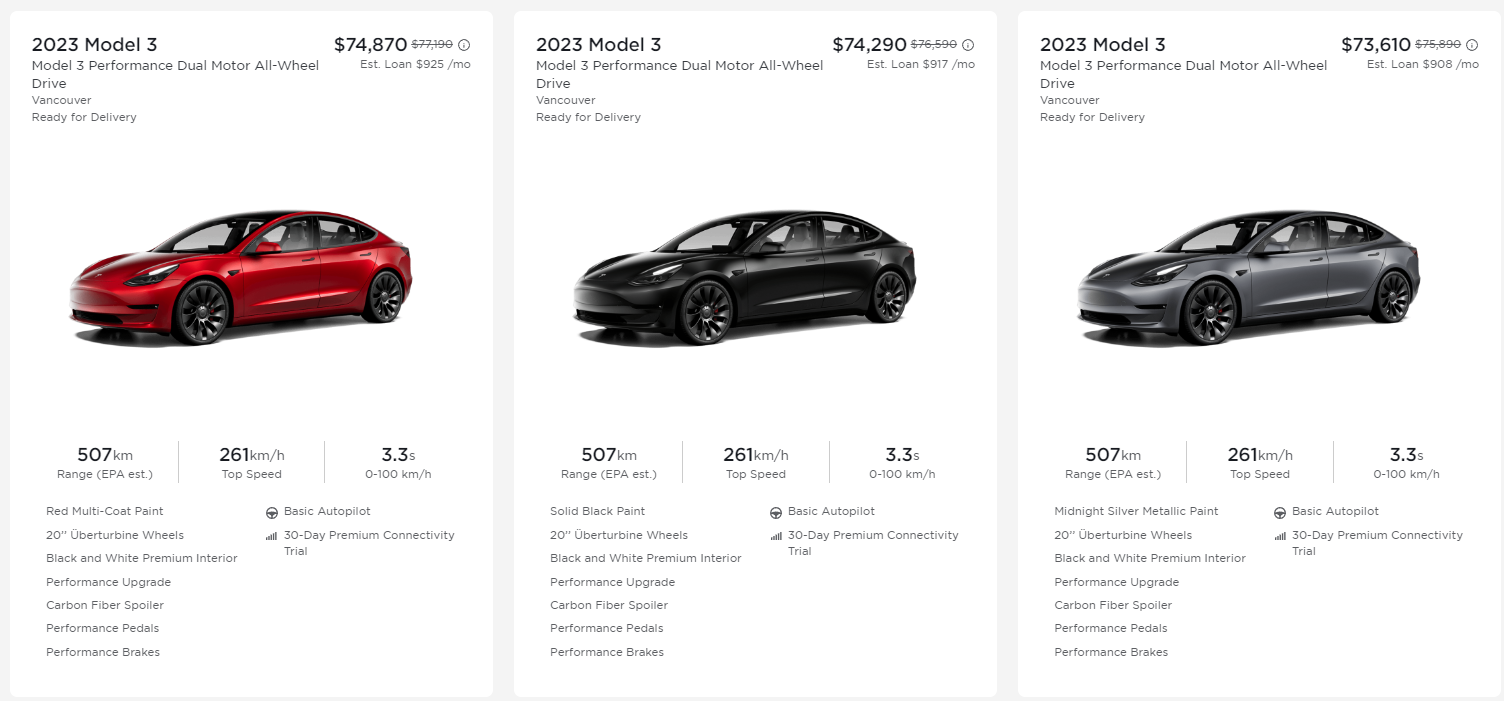 Tesla now discounting Model 3 inventory in Canada by up to $2,320 ...