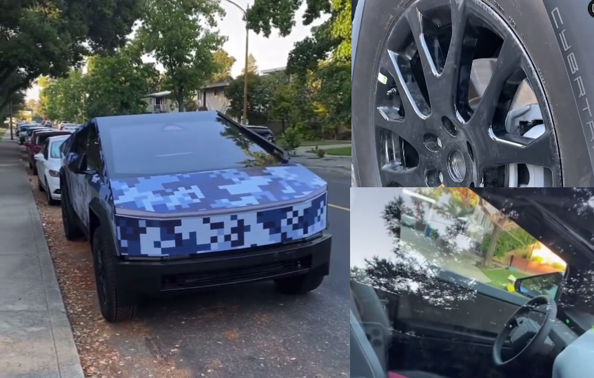 Elon Musk test drives Performance Cybertruck as round steering wheel ...