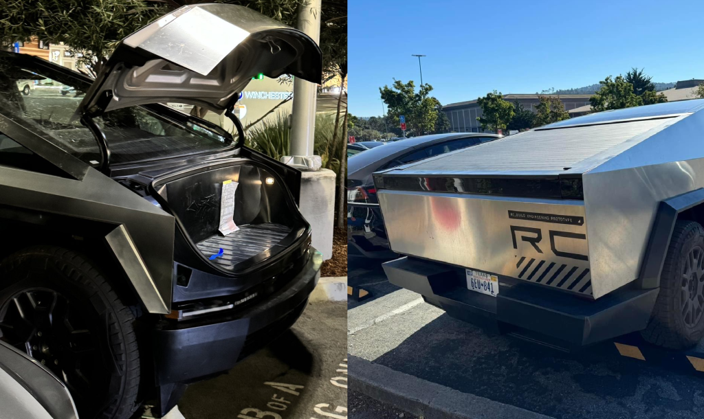 Tesla Cybertruck powered frunk and tonneau cover get up close look ...