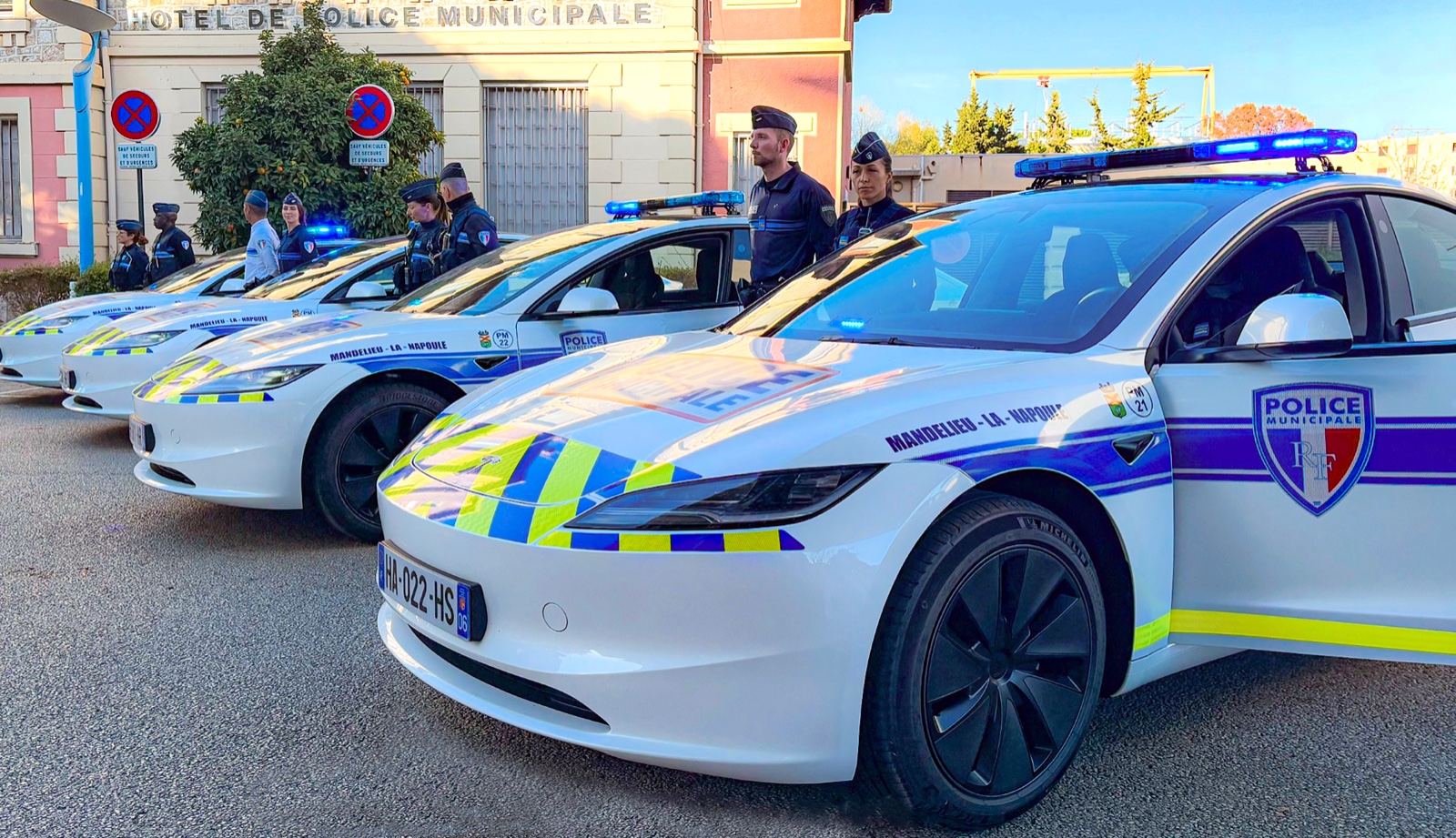 First Tesla Model 3 police fleet in France debuts in Mandelieu-La ...